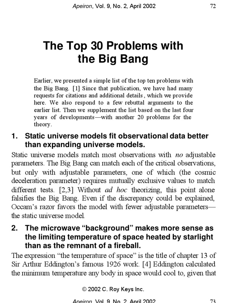 The Top 30 Problems With The Big Bang | PDF