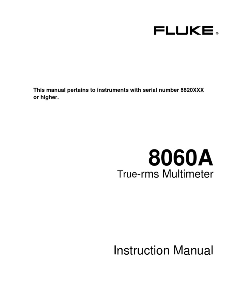 Fluke 8060A True RMS Multi Meter Instruction Manual | PDF | Decibel | Hertz