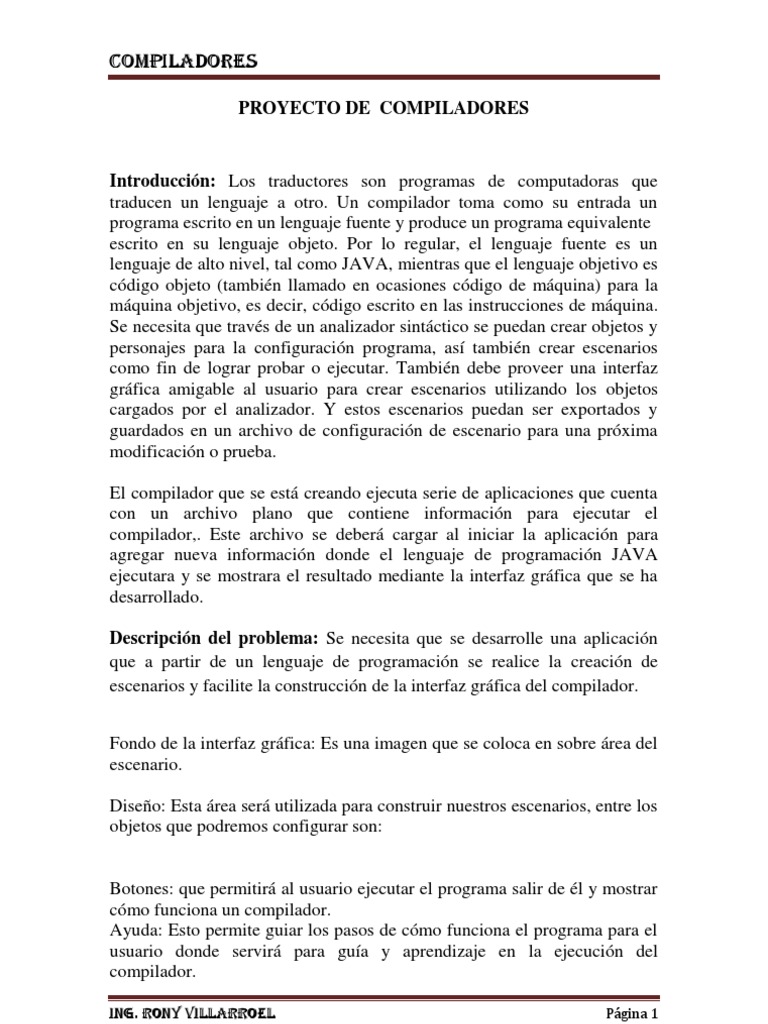 Proyecto de Compiladores | PDF | Compilador | Programa de computadora