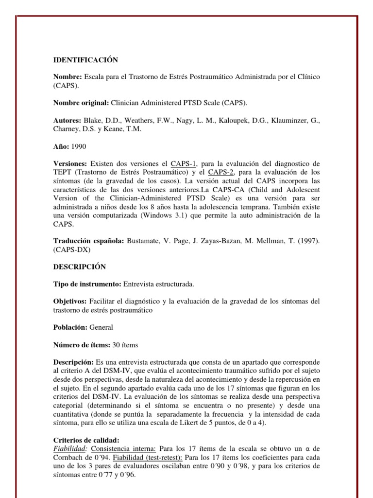 Descripción Escala (CAPS) | PDF | Campos relacionados con la ...