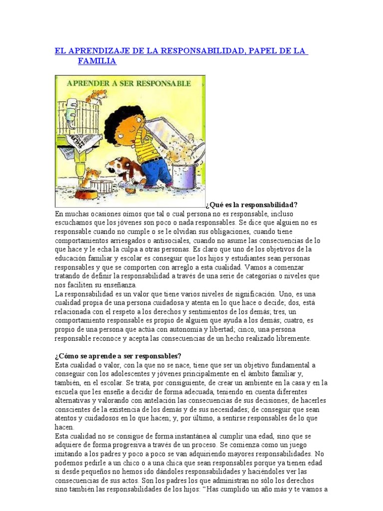 El Aprendizaje de La Responsabilidad | PDF