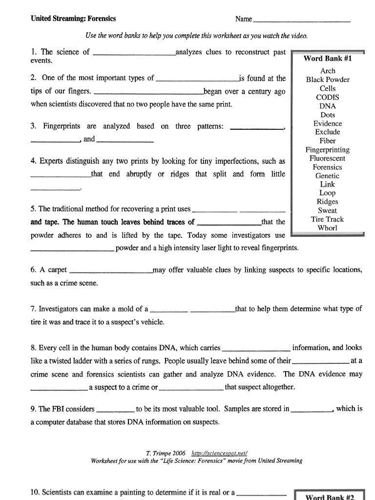 Forensic Science Worksheets High School Forensic Science: Introduction