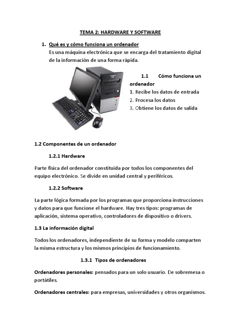 Resumen Tecnología TEMA 2 | PDF | Hardware de la computadora | Periférico