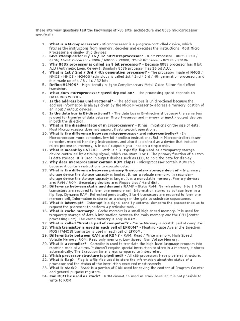 These Interview Questions Test The Knowledge of x86 Intel Architecture ...