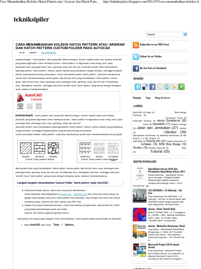 Cara Menambahkan Koleksi Hatch Pattern Atau 'Arsiran' Dan Hatch Pattern ...