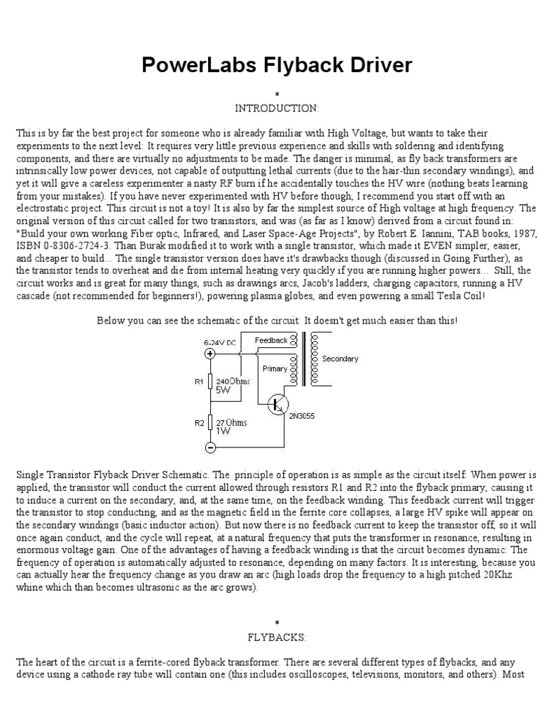 PowerLabs Flyback Driver | PDF | Rectifier | Capacitor