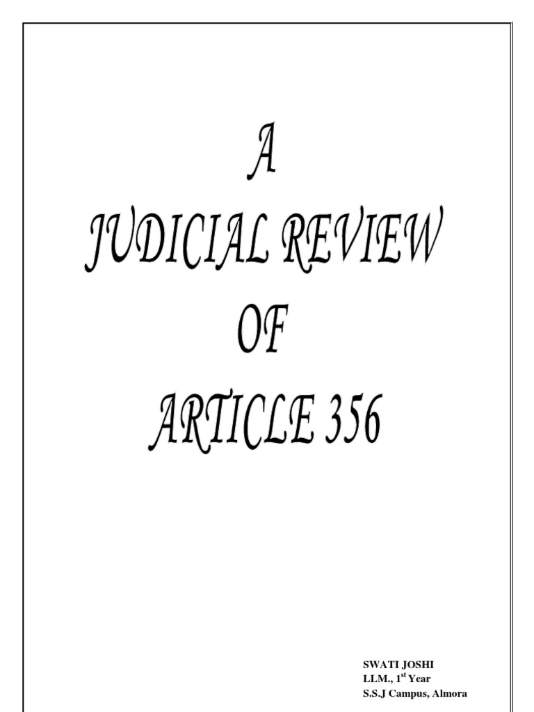 A Judicial Review of Article 356 | PDF | United States Constitution ...