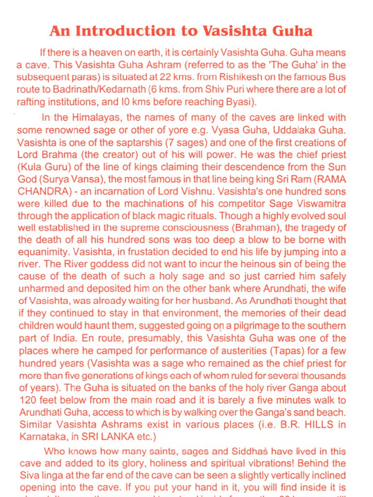 Introduction To Vasishtha Guha | PDF | Rama | Meditation