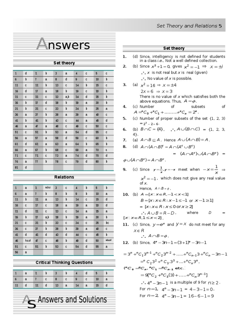 Set Theory and Relations | PDF | Intersection (Set Theory ...