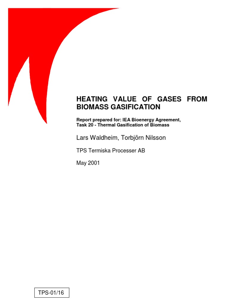 Biomass Gasification Gas Heating Values | PDF | Mole (Unit) | Gases