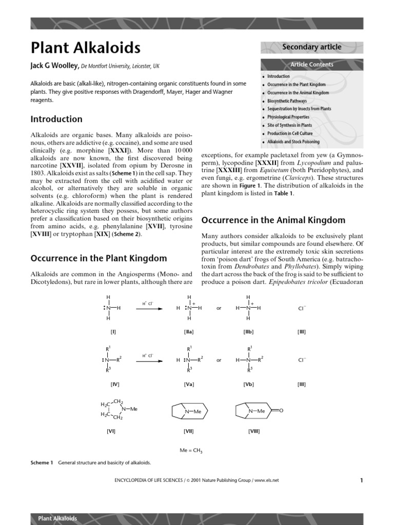 Plant Alkaloids.pdf | Alkaloid | Plants
