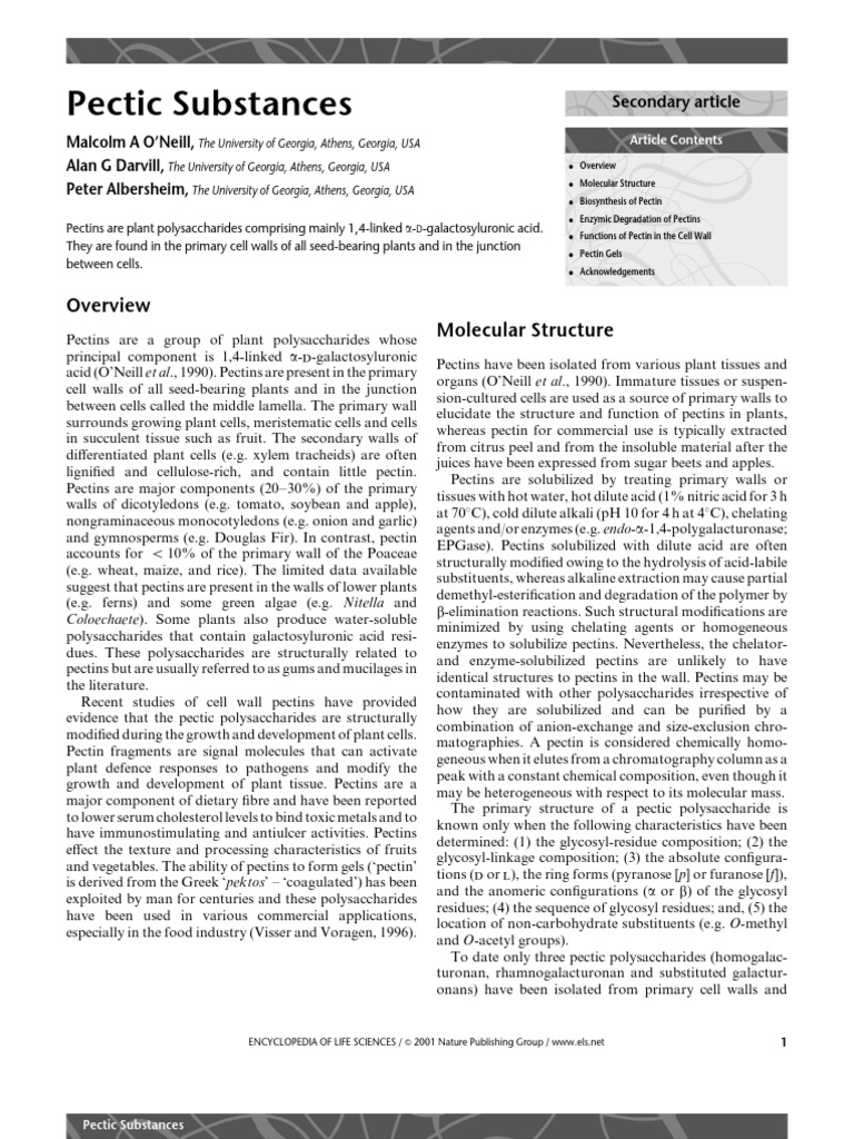 Pectic Substances | PDF | Amino Acid | Polysaccharide