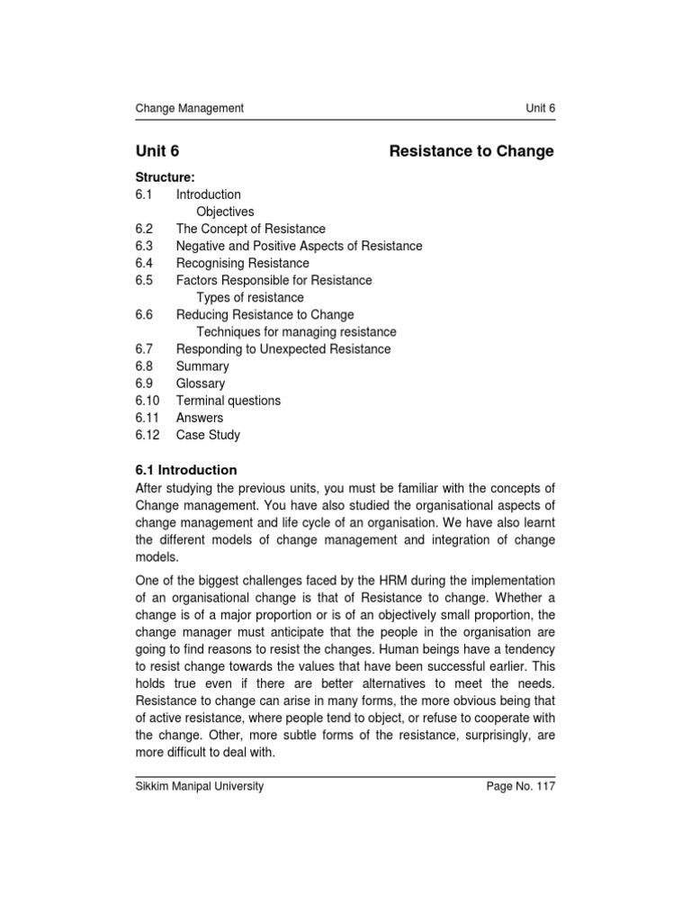 Managing Resistance to Organizational Change | PDF | Change Management ...