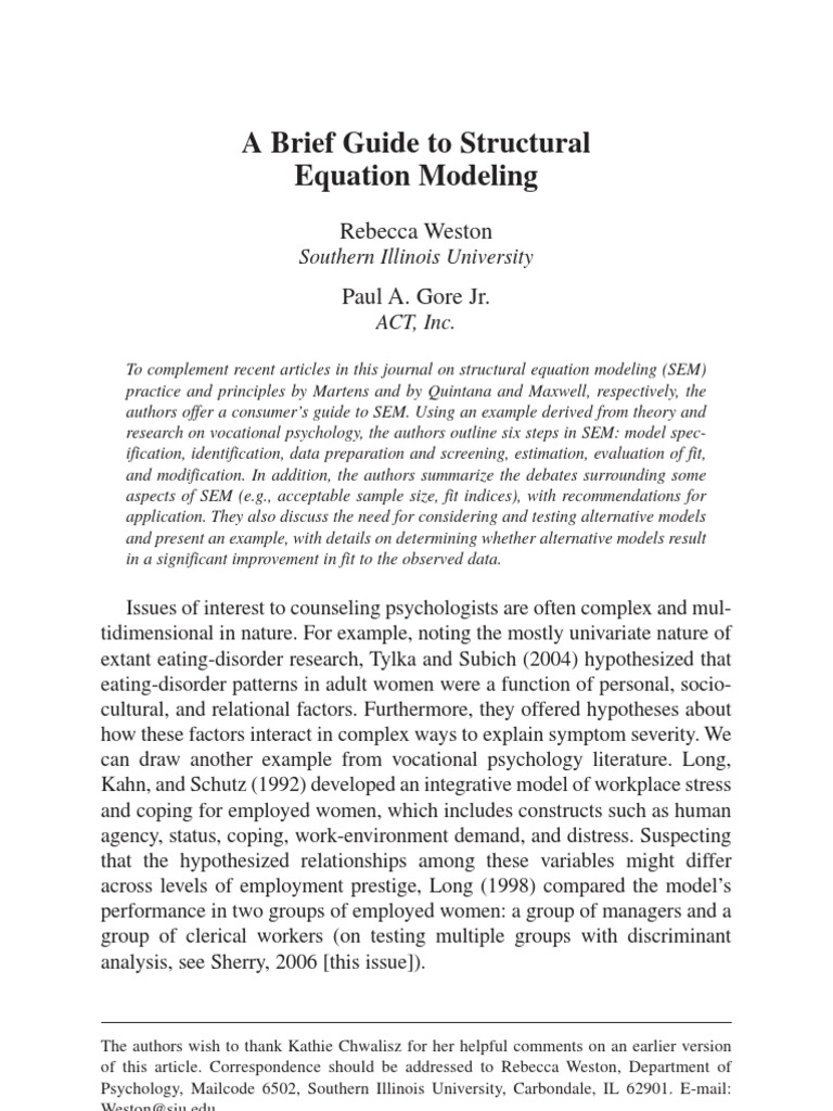 A Guide To Structural Equation Modeling PDF | PDF | Structural Equation ...