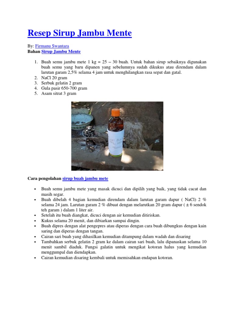 Resep Sirup Jambu Mente | PDF