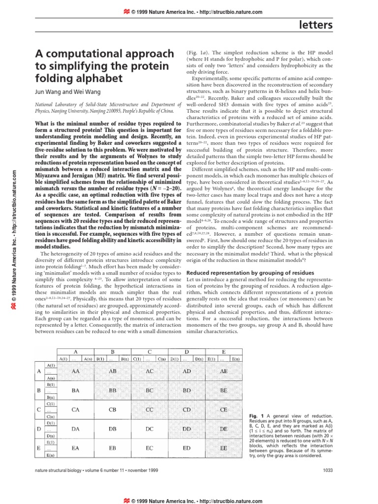 Computational Alphabet Reduction | PDF | Protein Folding | Proteins