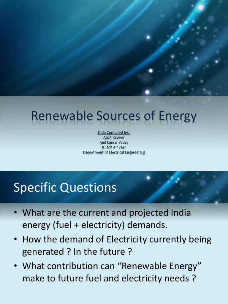Renewable Sources of Energy1 | PDF