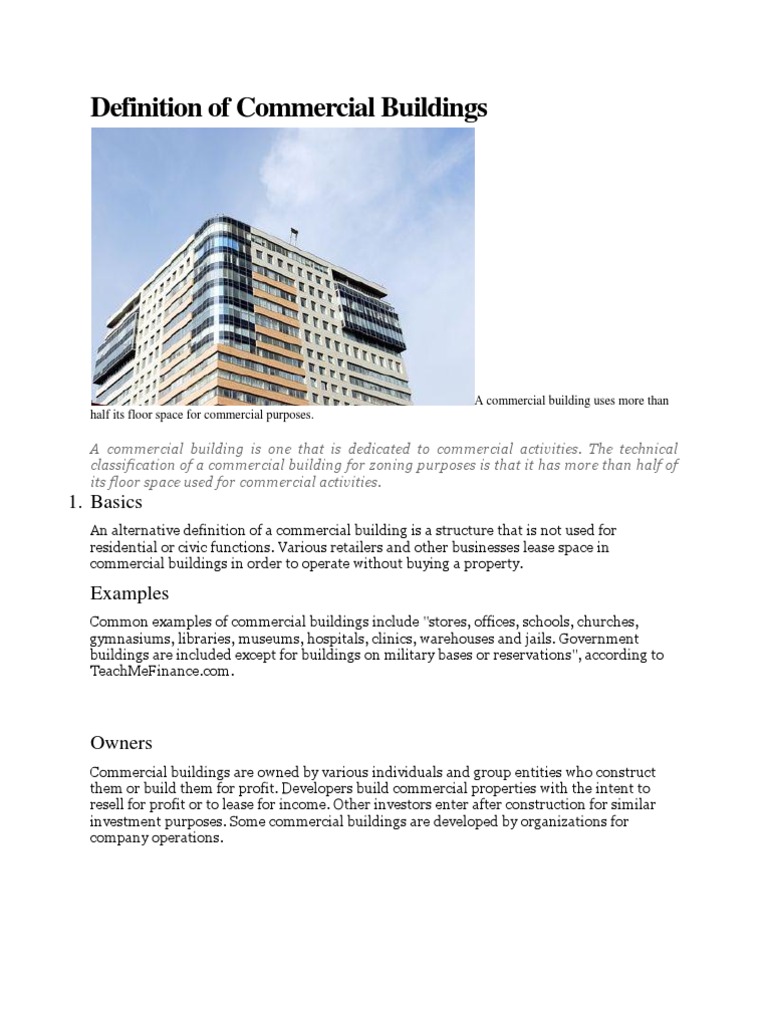 Definition of Commercial Buildings | PDF | Shopping Mall | Retail