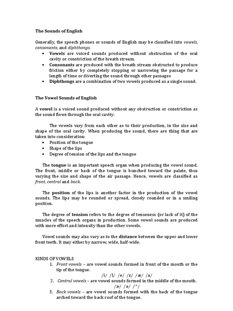 Sounds of English | PDF | Vowel | Consonant