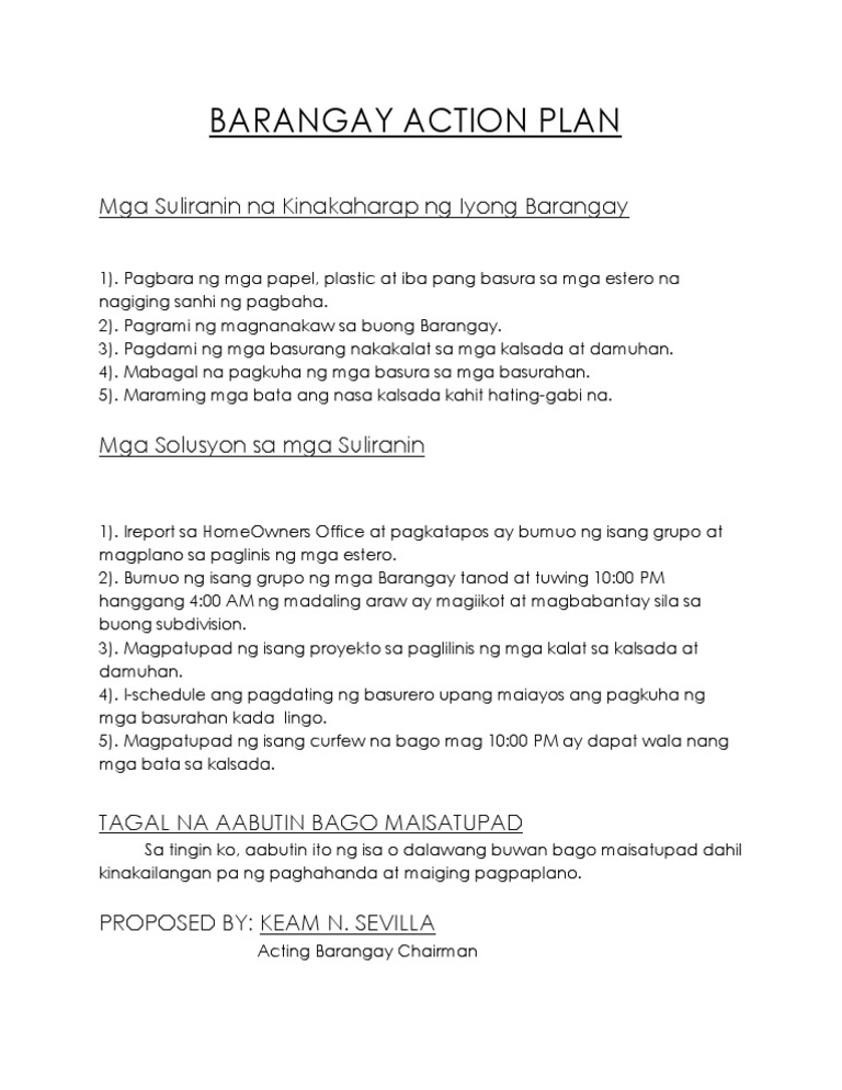 Barangay Action Plan | PDF