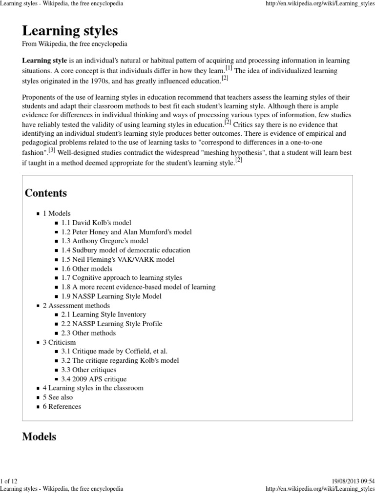 Learning Styles | PDF | Learning Styles | Neuropsychological Assessment