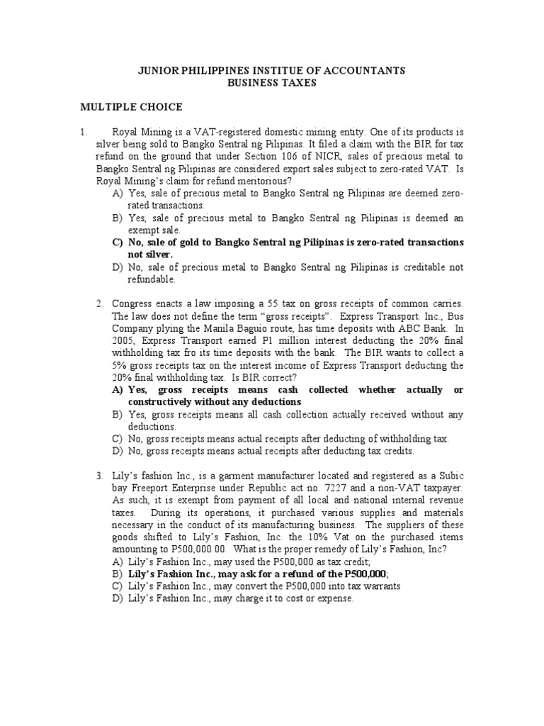 BLT Business Taxes | PDF | Value Added Tax | Receipt