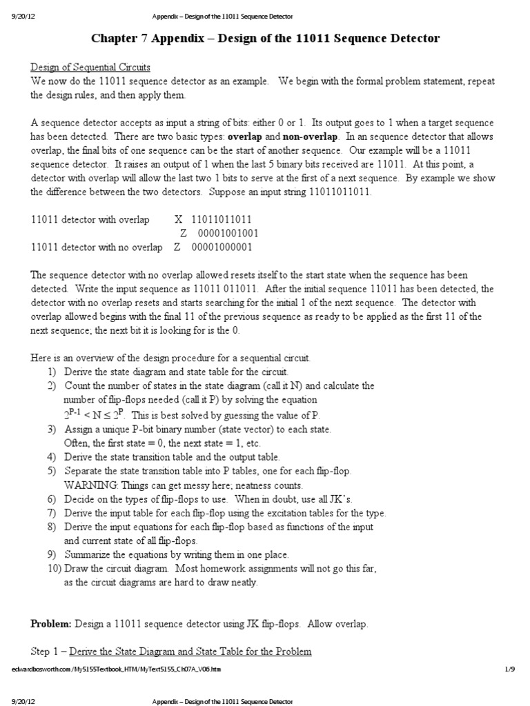 Appendix - Design of The 11011 Sequence Detector | PDF | Sequence ... Appendix - Design of The 11011 Sequence Detector | PDF | Sequence ...