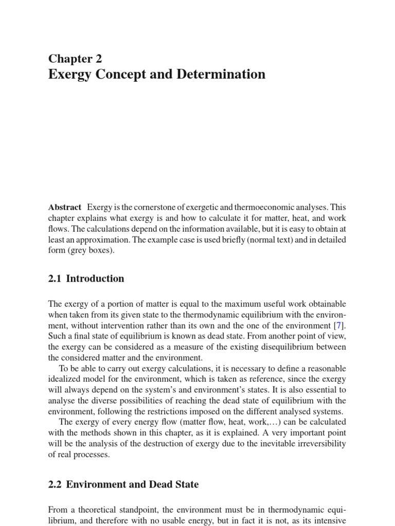 Exergy Concept and Determination | PDF