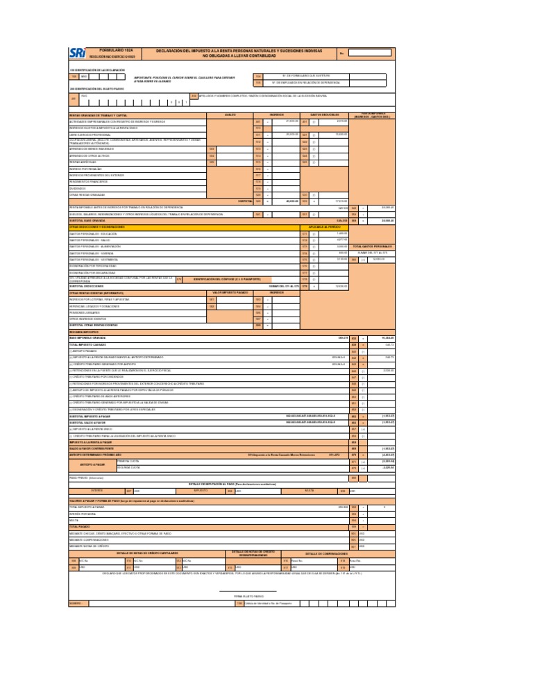 Formulario 102 A | PDF