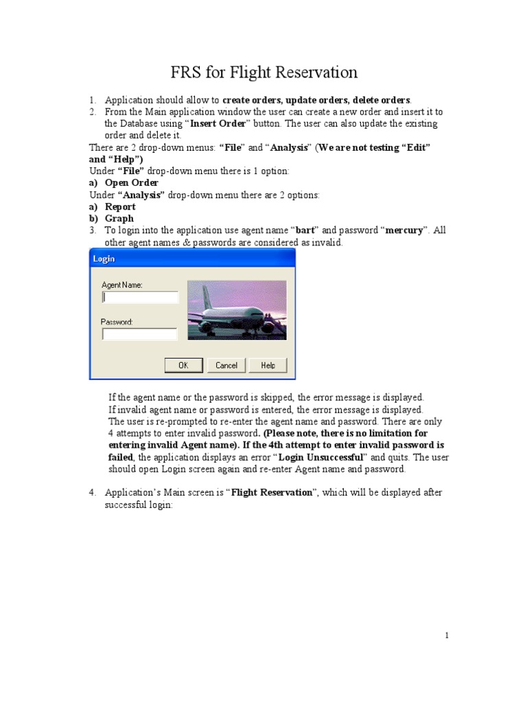 FRS For Flight Reservation | PDF | Menu (Computing) | Password