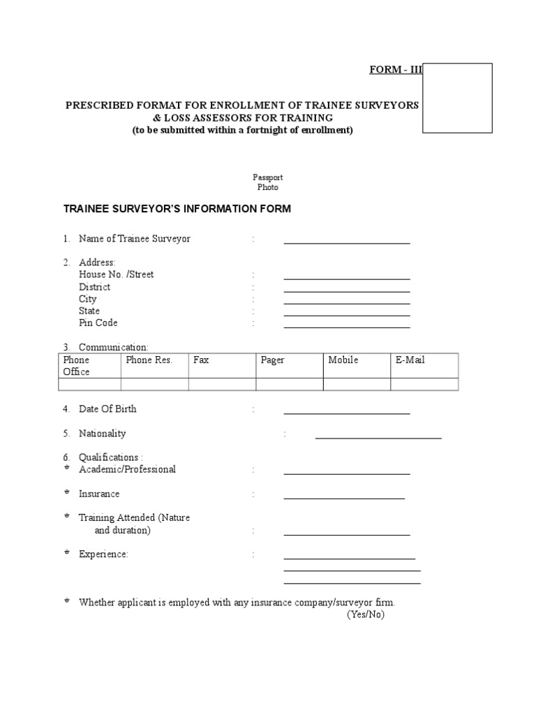 Form - Iii: Passport Photo | PDF | Business