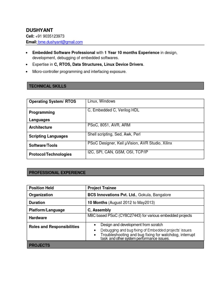 Dushyant Resume | PDF | Embedded System | Microcontroller