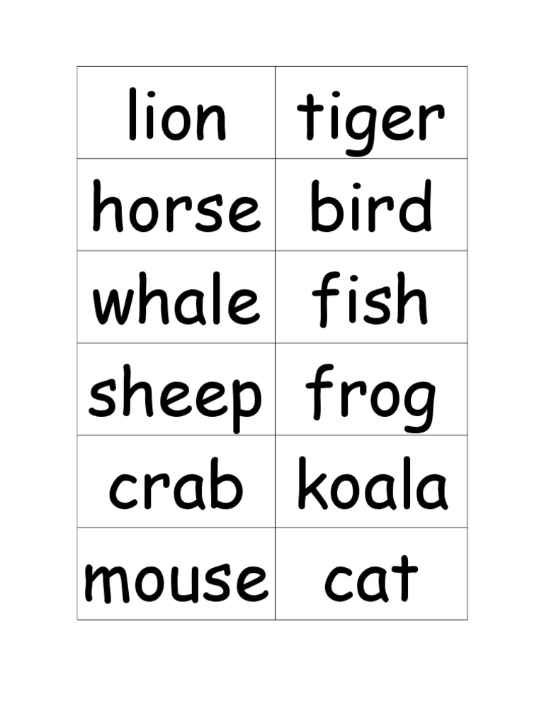 Animal Word Cards | PDF