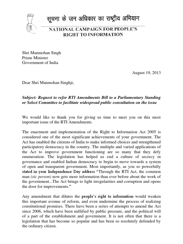Letter To PM | PDF | Forms Of Government | Democracy