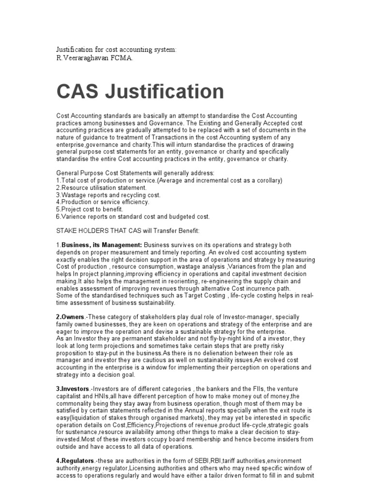 Justification For Cost Accounting System | PDF | Taxes | Strategic ...
