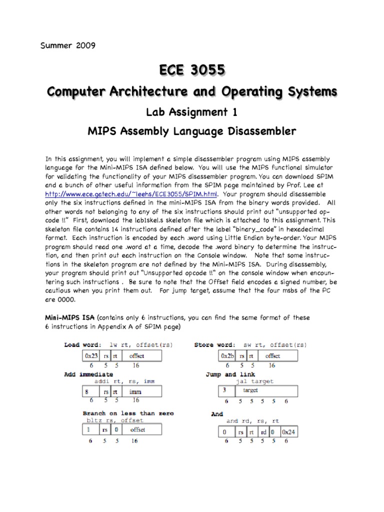 Computer Architecture and Operating Systems: Lab Assignment 1 MIPS ...