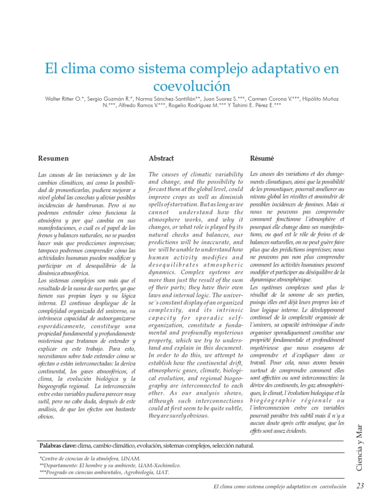 El clima como sistema complejo adaptativo | PDF | Era de Hielo | Tierra