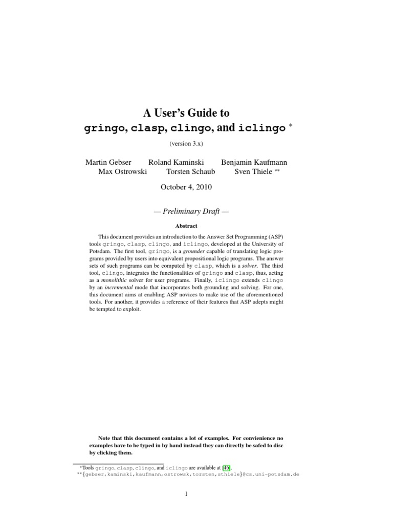 Answer Set Programming Pdf Function Mathematics Mathematical Logic