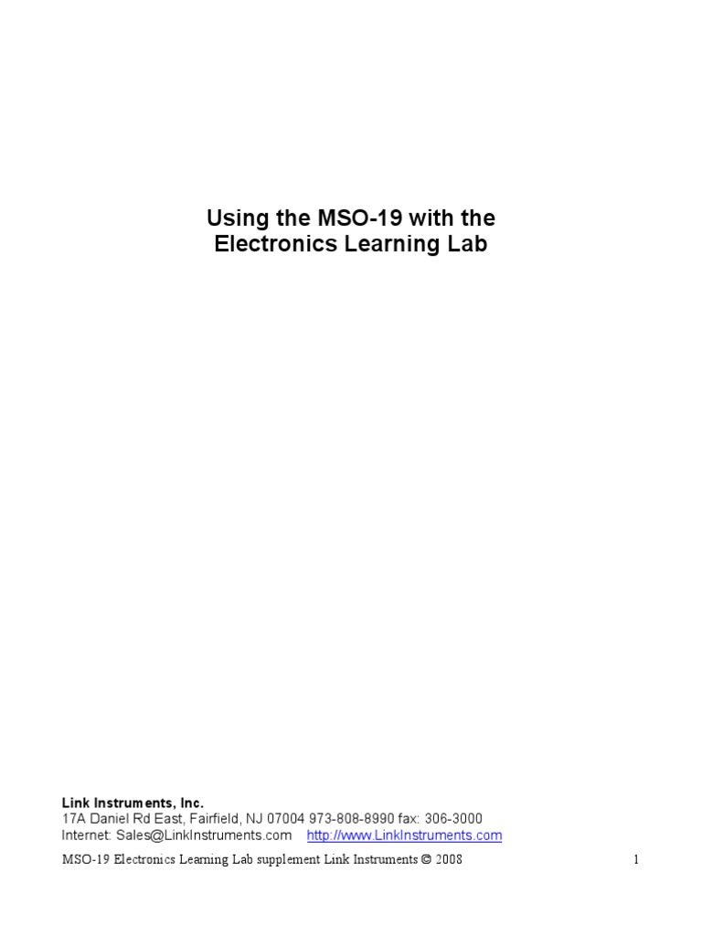 MSO-19 Electronics Learning Lab Supplement | PDF | Electronic Circuits ...