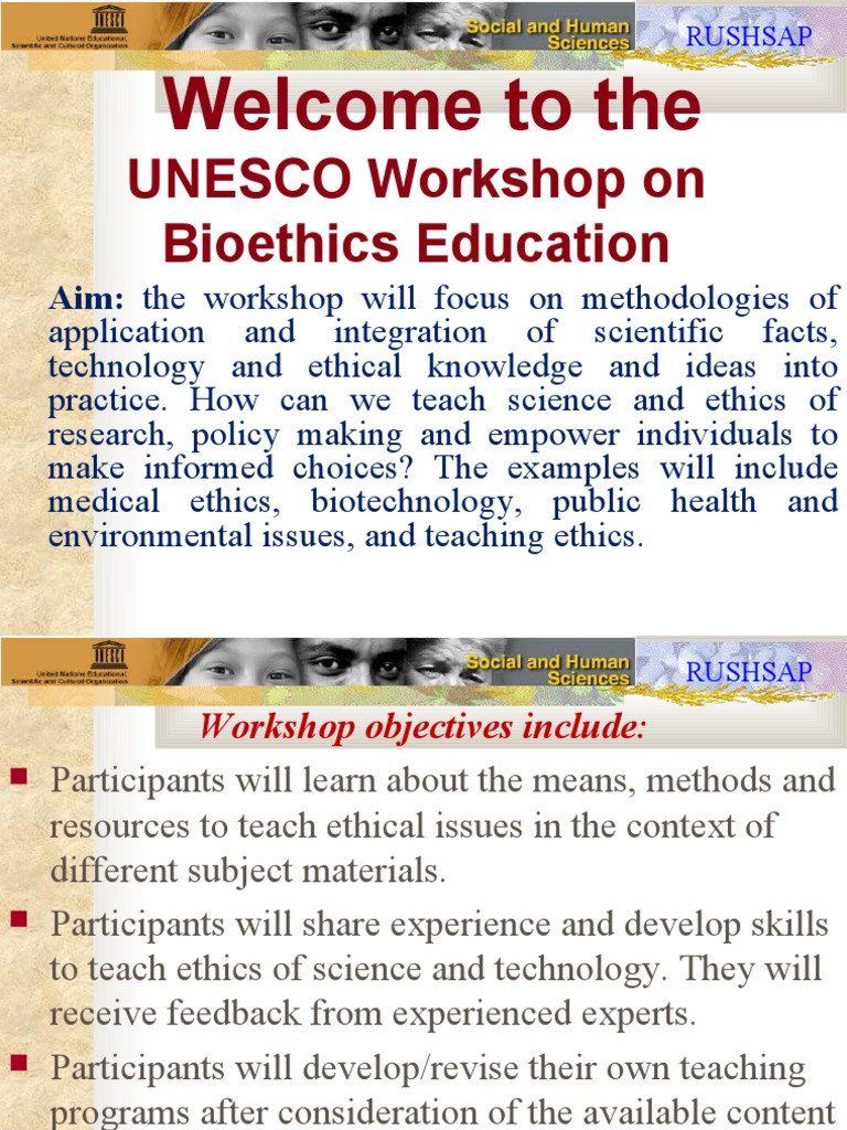 UNESCO Bioethics Education Workshop | PDF | Science & Mathematics