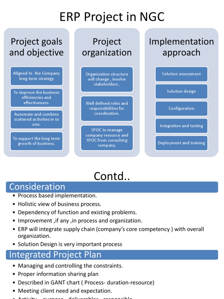 ERP Project in NGC: Project Goals and Objective Project Organization Implementation Approach ...