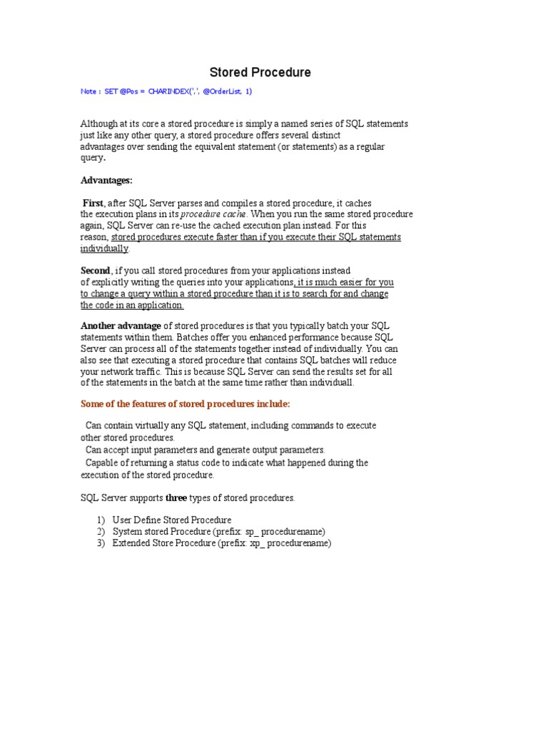 Stored Procedure Pdf Parameter Computer Programming Subroutine