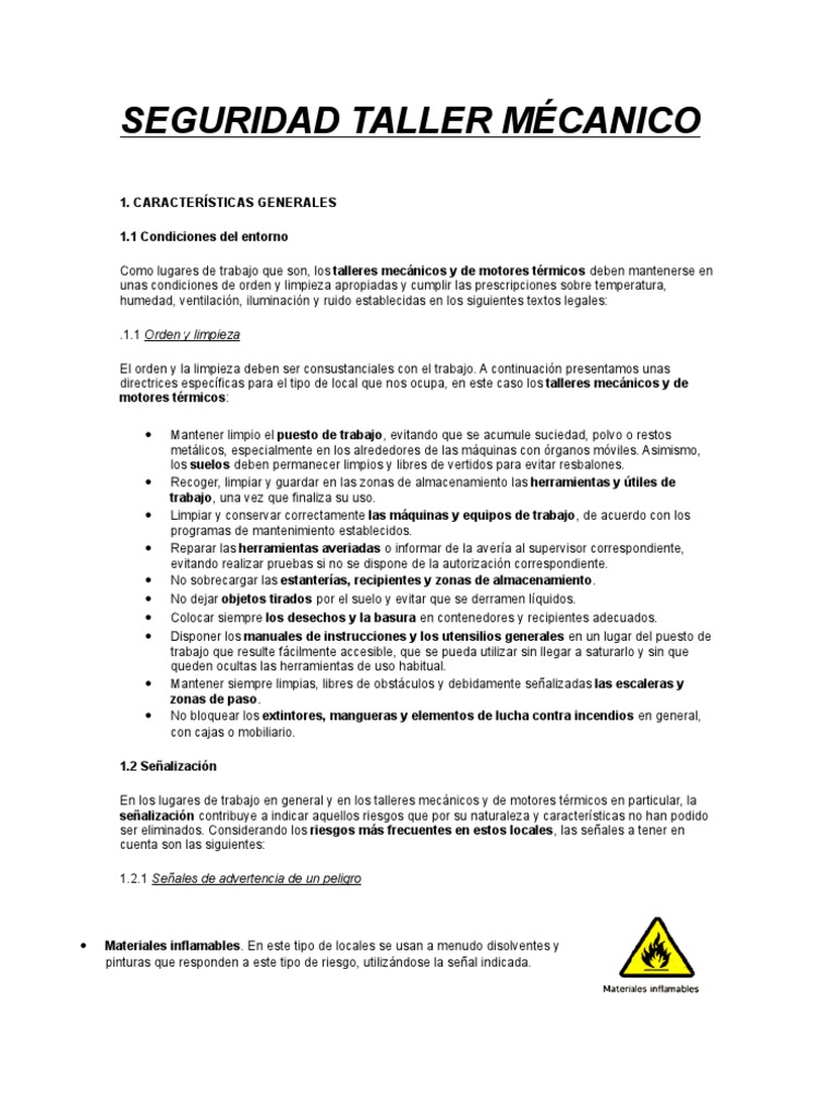 Seguridad Taller Mécanico | PDF | Herramientas | Sangre