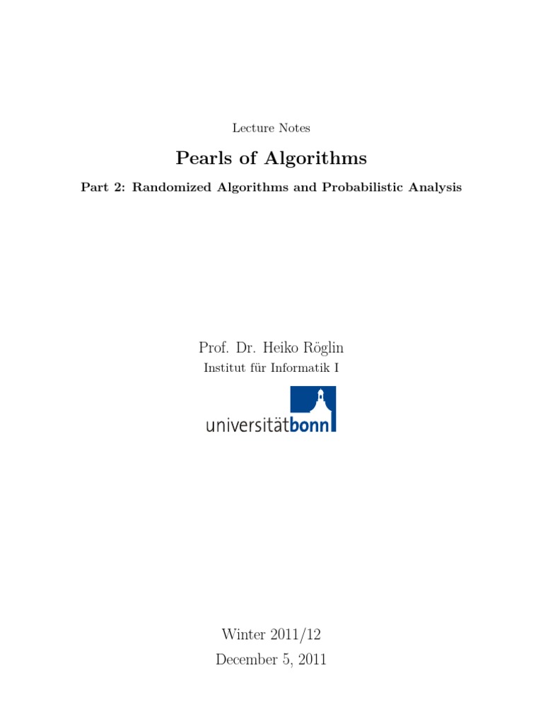 Pearls of Algorithms: Part 2: Randomized Algorithms and Probabilistic ...