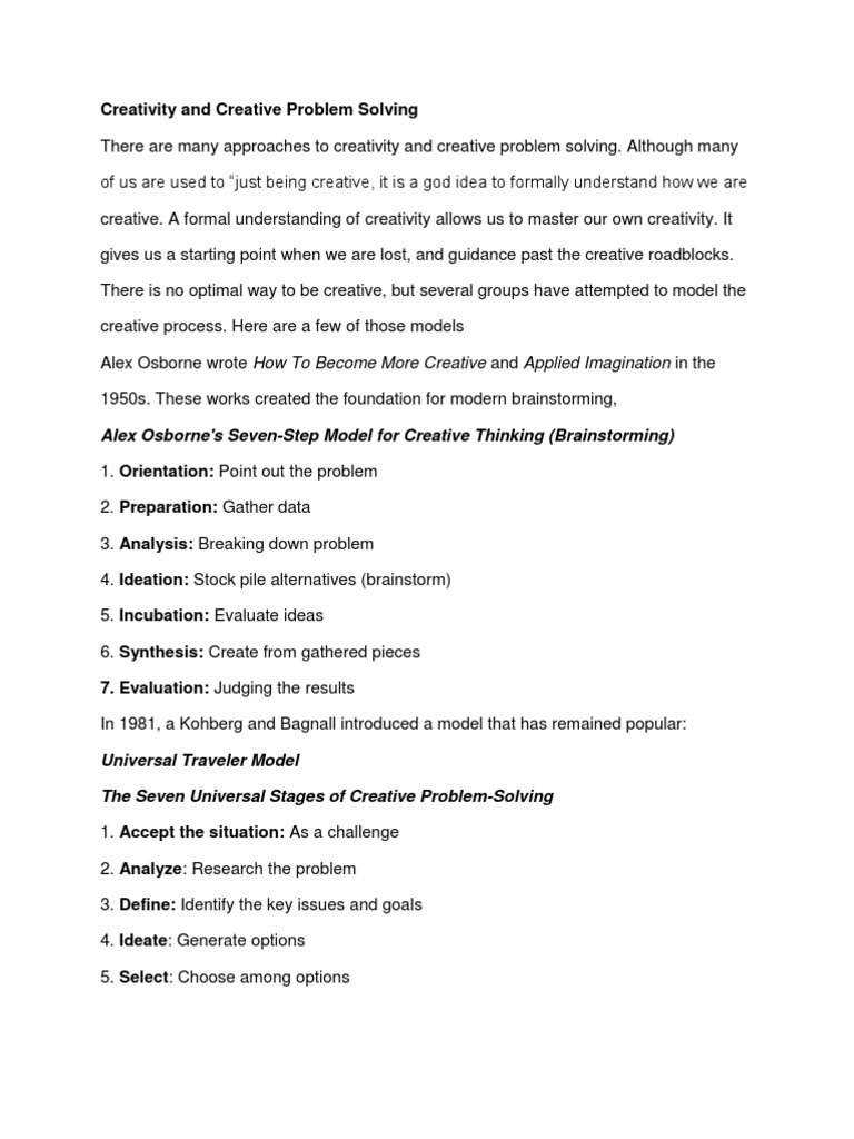 Osborn's Seven-Step Creative Model | PDF