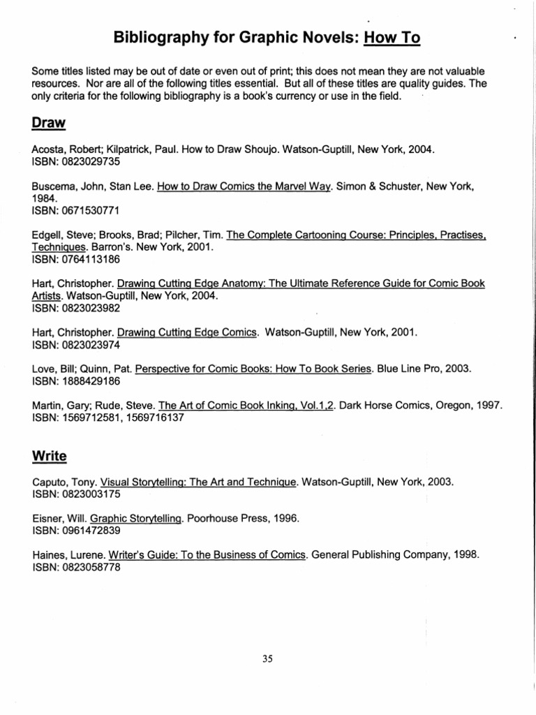 Bibliography For Graphic Novels How To | PDF