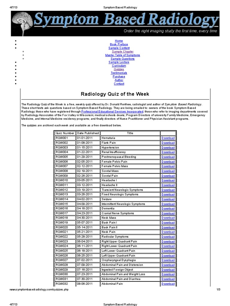 Symptom Based Radiology | PDF | Thorax | Clinical Medicine