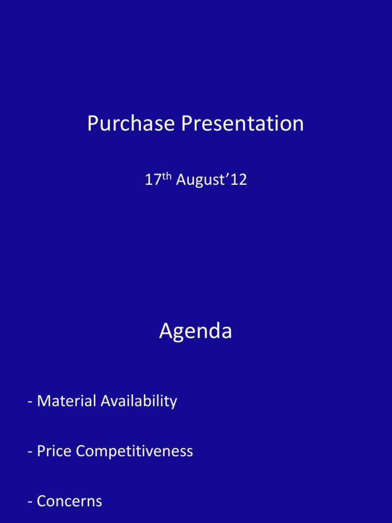 Purchase Presentation Agenda Overview | PDF