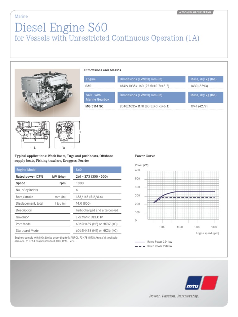 MTU - S60 Marine Continuous | PDF | Diesel Engine | Engines