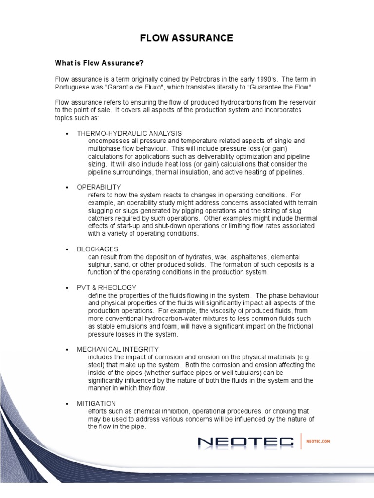 Flow Assurance Nov6 | PDF | Fluid Dynamics | Pipeline Transport